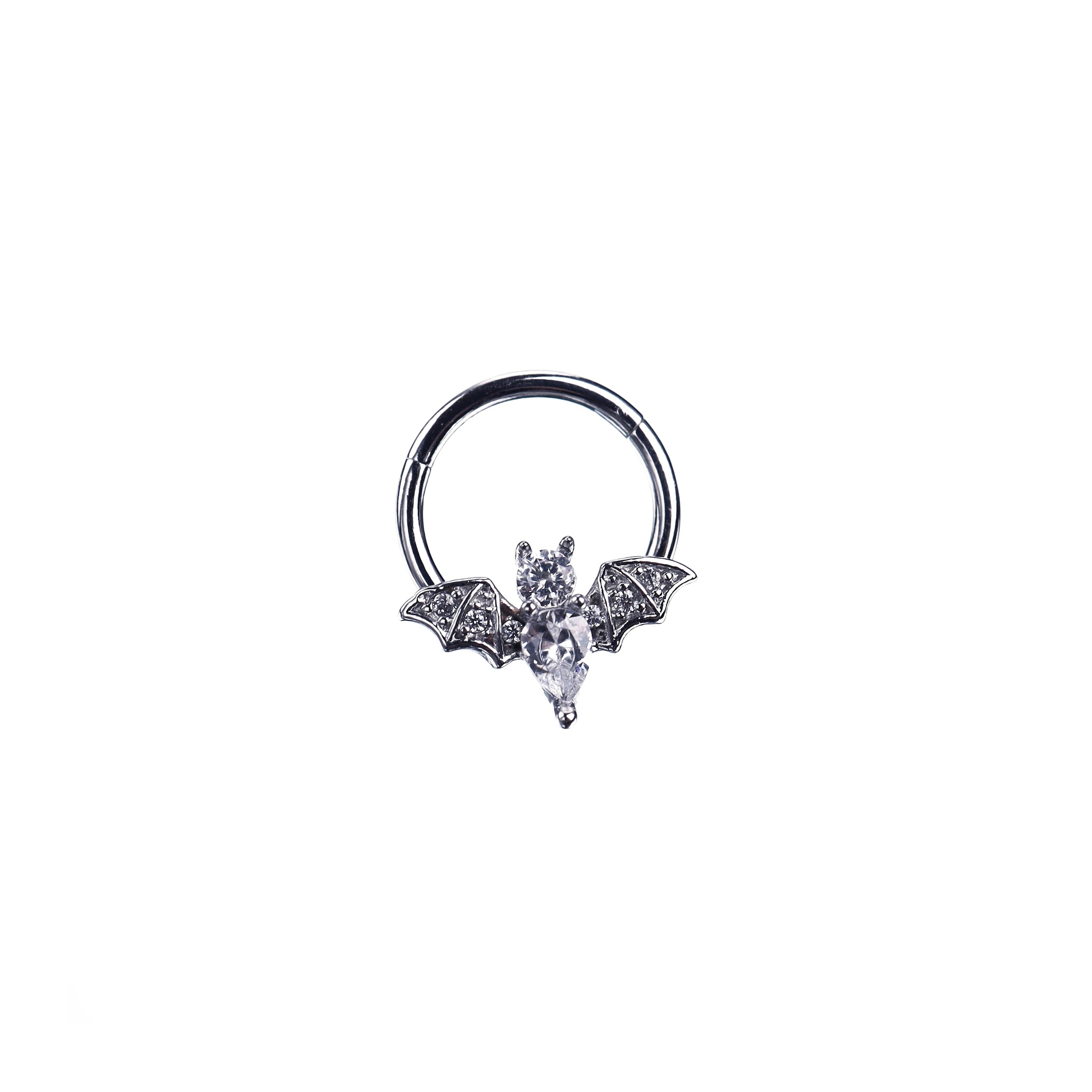 CZ Bat stainless steel Clicker Ring